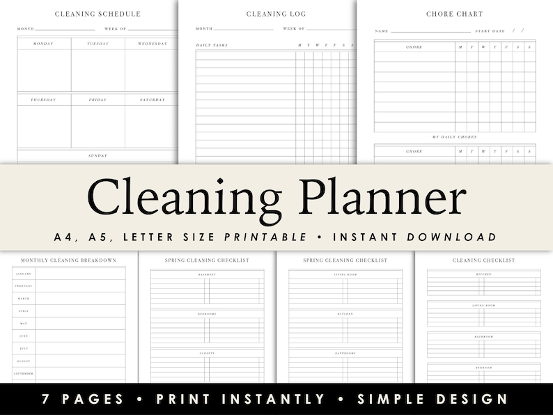 Cleaning Planner Printables | Housekeeping Tracker | House Cleaning ...