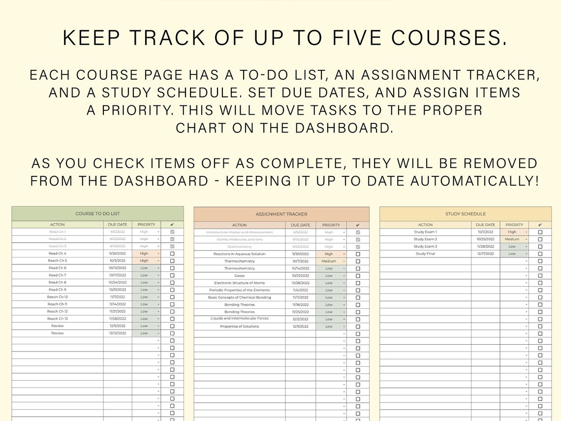 Digital Student Planner College Planner Course Tracker - Etsy