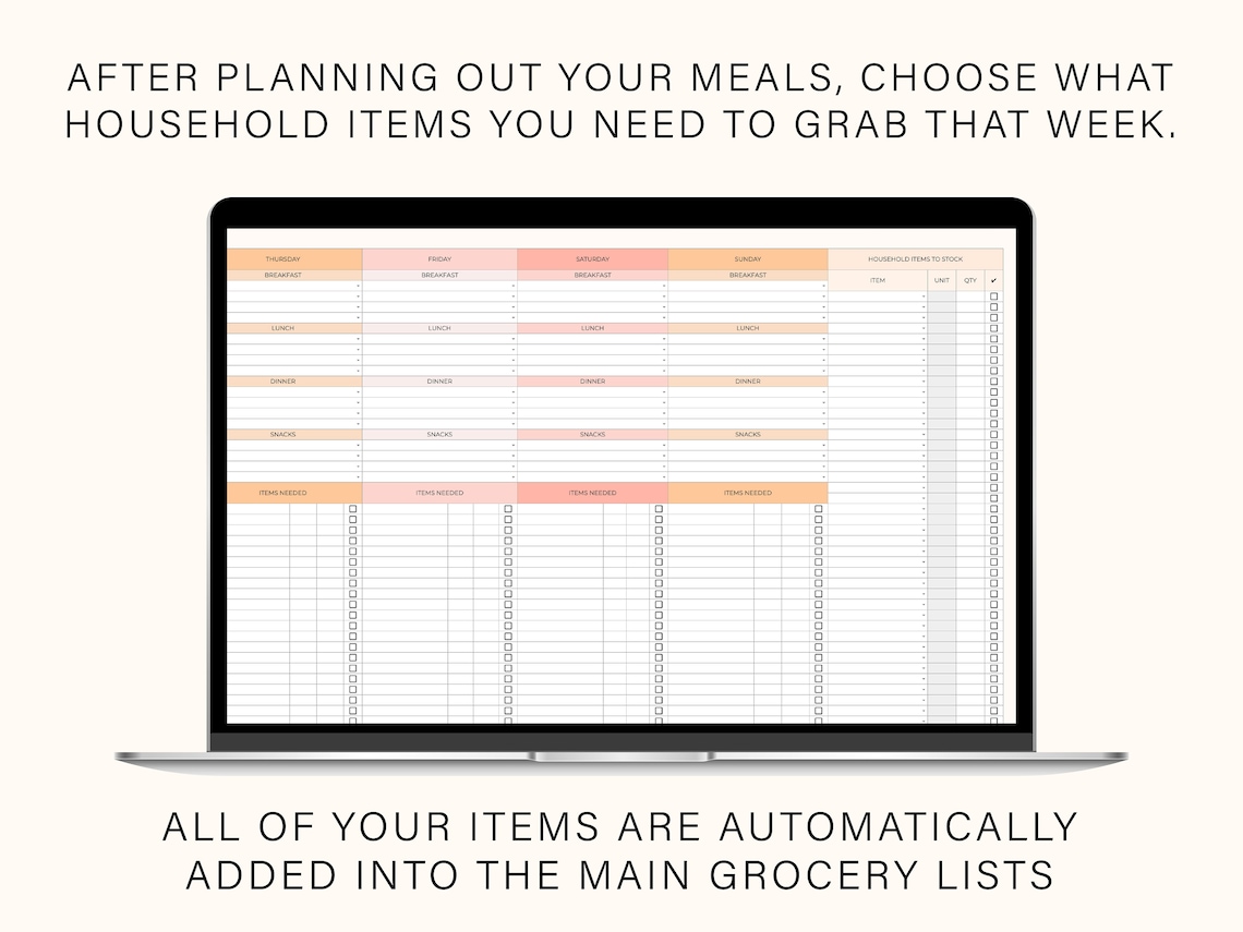 Digital Grocery List & Meal Planner | Google Sheets | Spreadsheet ...
