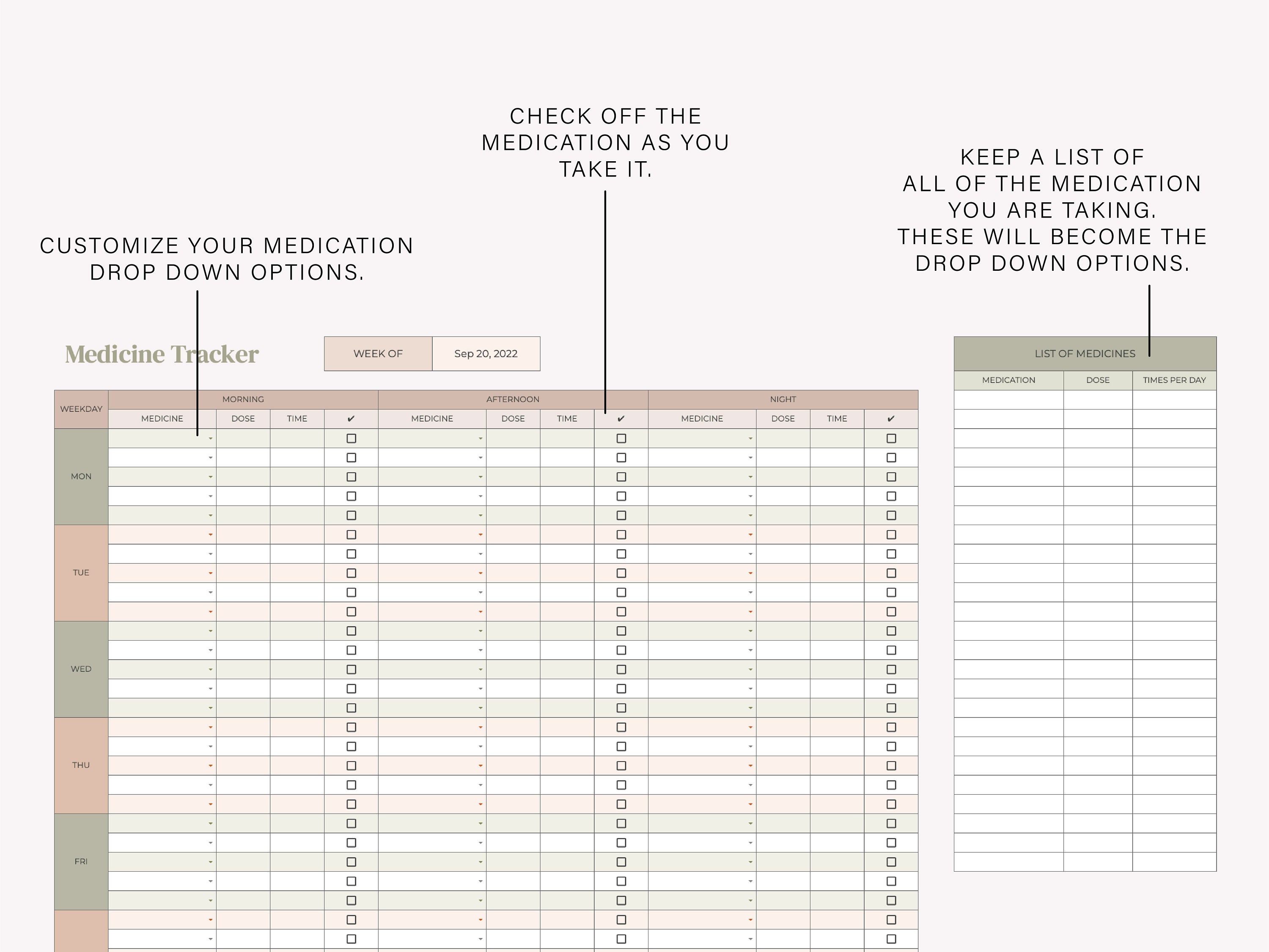 Medical Planner Spreadsheet | Digital Medication Tracker | Appointment ...