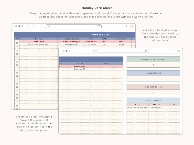 Holiday Planner Christmas Gift Tracker Gift Tracking Spreadsheet Google ...
