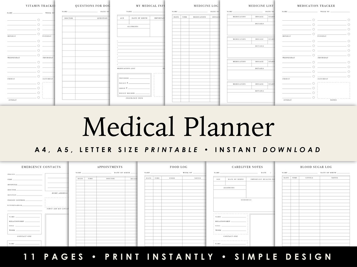 Medical Planner Printables Printable Planner Medical - Etsy