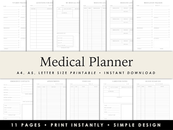 Medical Planner Printables Printable Planner Medical - Etsy UK