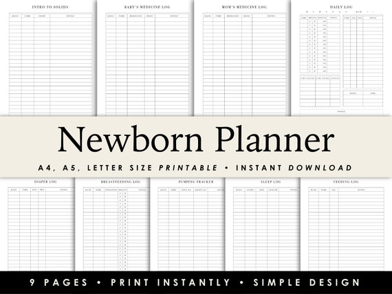 Newborn Planner New Baby Printable Planner Feeding Tracker - Etsy