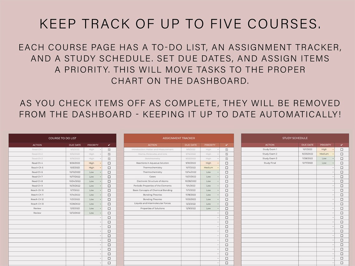 Digital Student Planner College Planner Course Tracker - Etsy