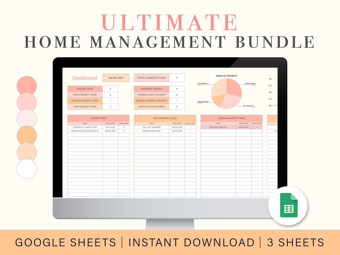 Ultimate Home Management Bundle Task Tracker Meal Planner - Etsy