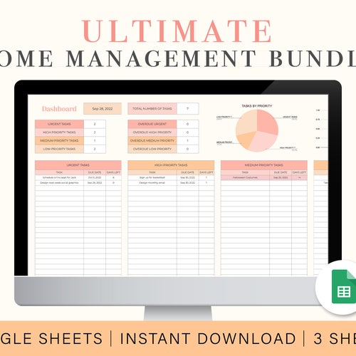 Ultimate Home Management Bundle Task Tracker Meal Planner - Etsy