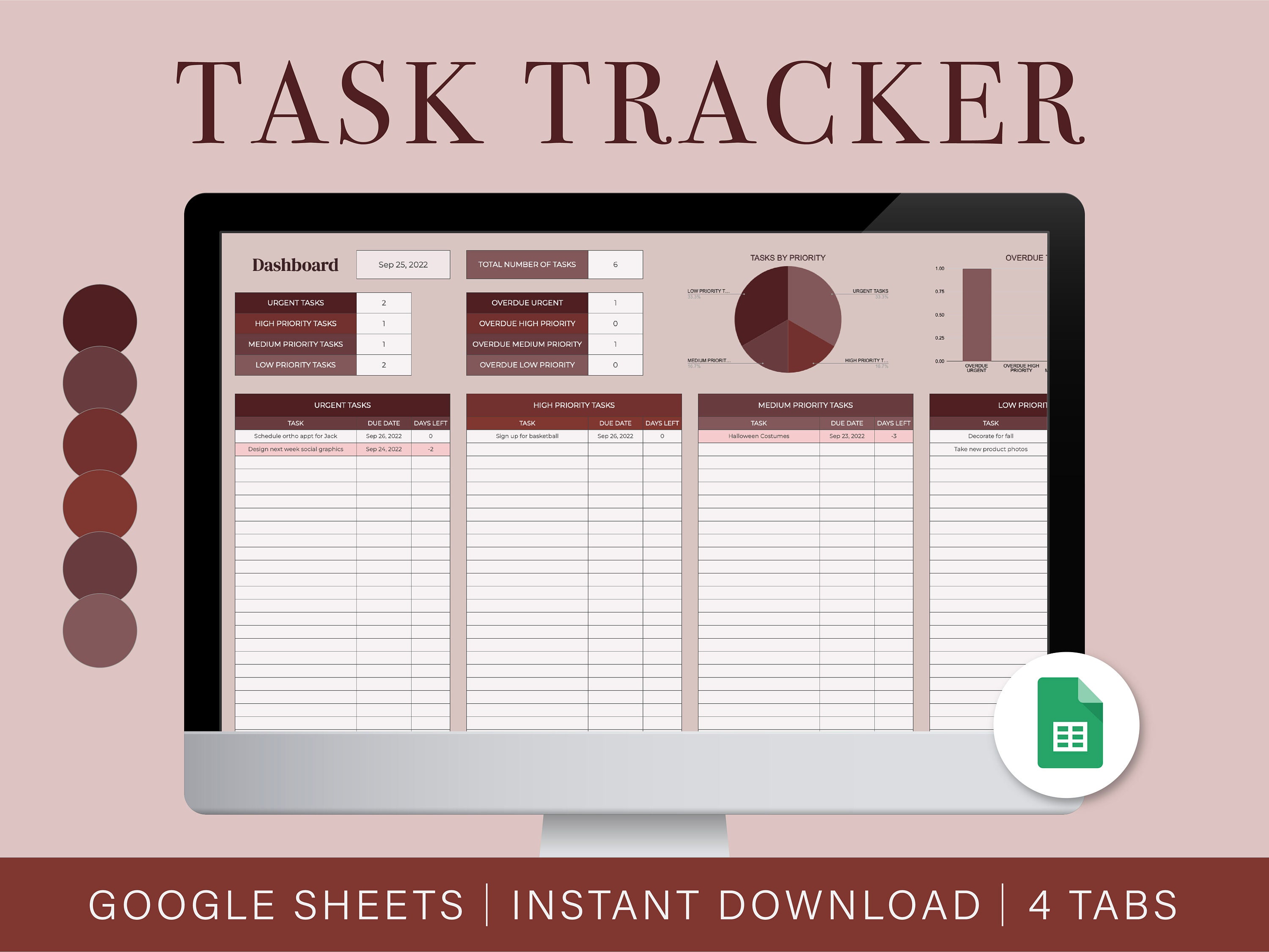 Task Tracking Spreadsheet Task Planner Digital to Do List - Etsy