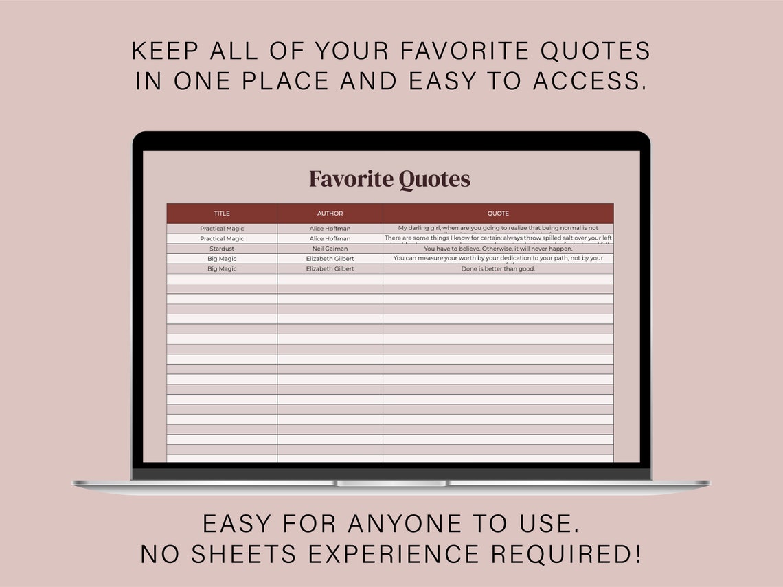 Book Tracker Spreadsheet Reading Log Google Sheets - Etsy