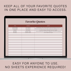 Book Tracker Spreadsheet Reading Log Google Sheets - Etsy