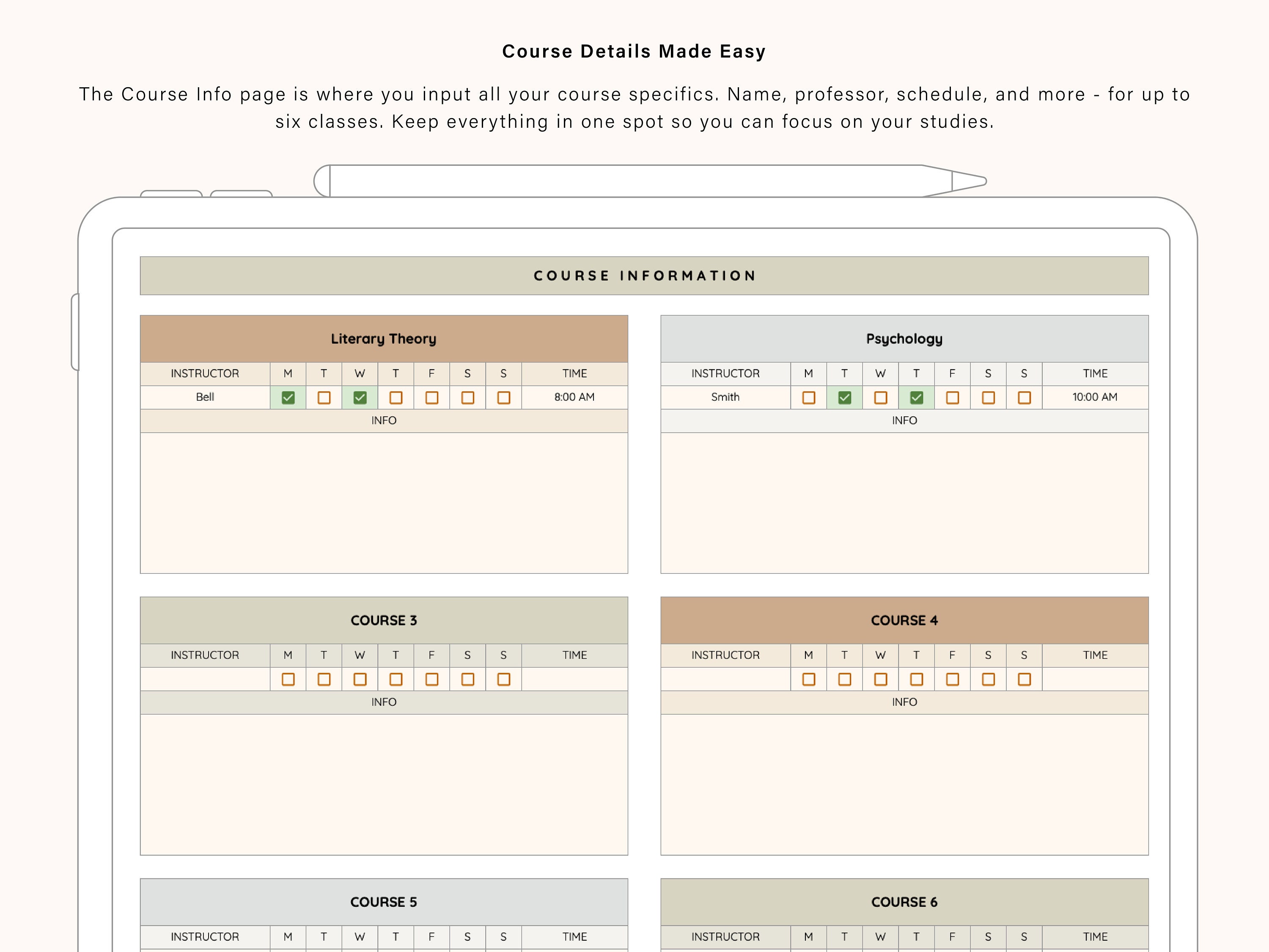 Digital Student Planner College Planner Course Tracker Google Sheets ...