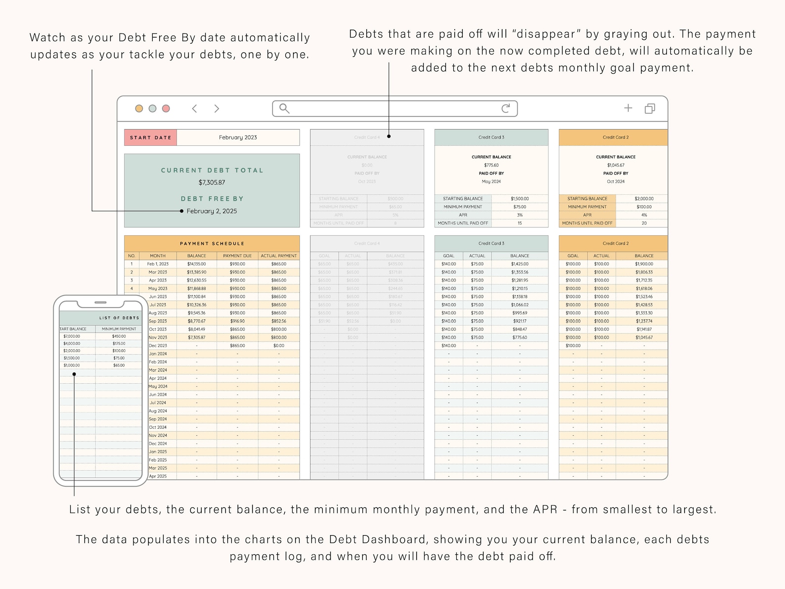 Debt Snowball Spreadsheet | Debt Payoff Tracker | Google Sheets Debt ...