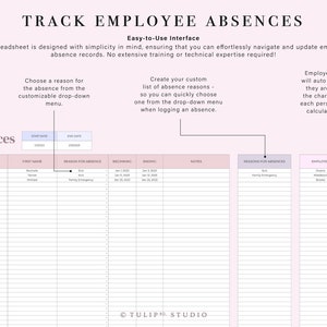 Employee Info and Absence Tracker | Monthly Employee Schedule ...