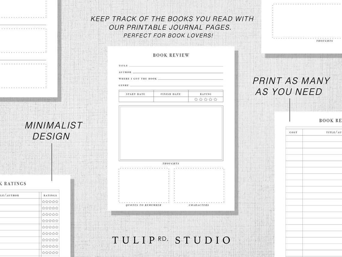 Reading Journal Printables | Printable Journal | Book Log | Book ...