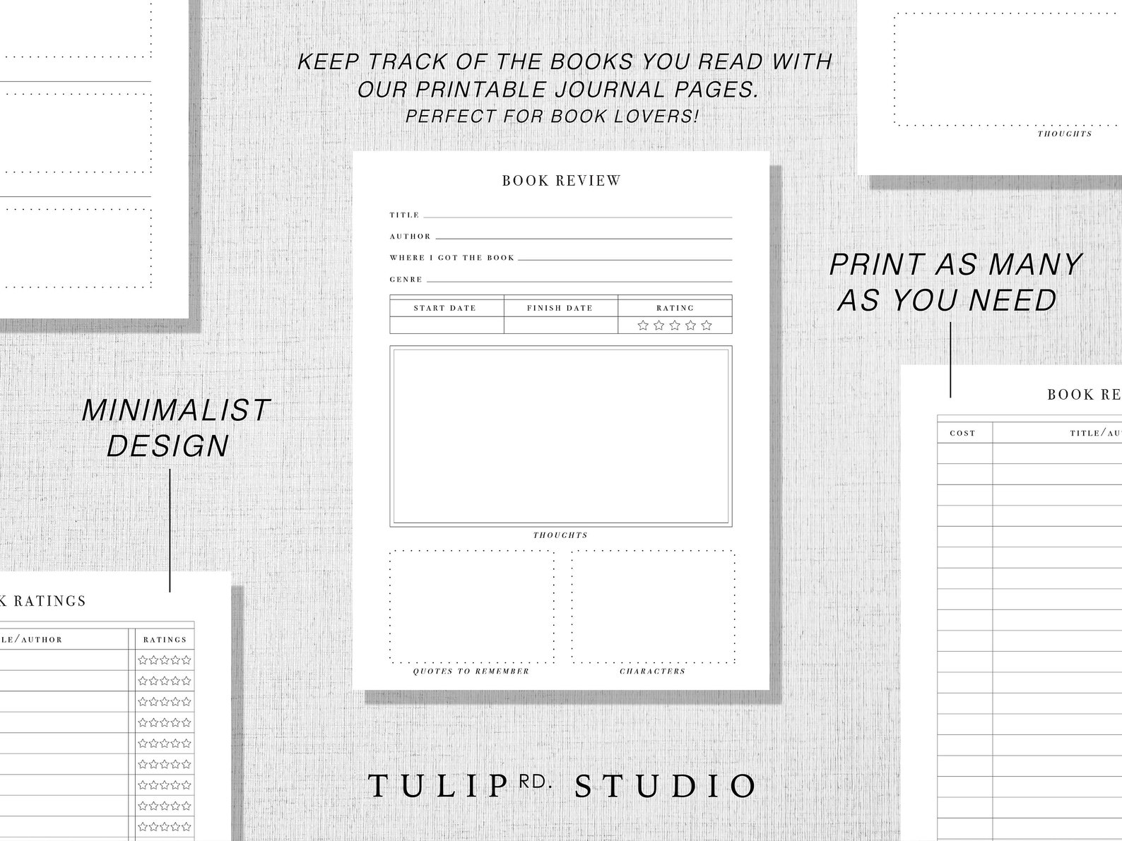 Reading Journal Printables | Printable Journal | Book Log | Book ...