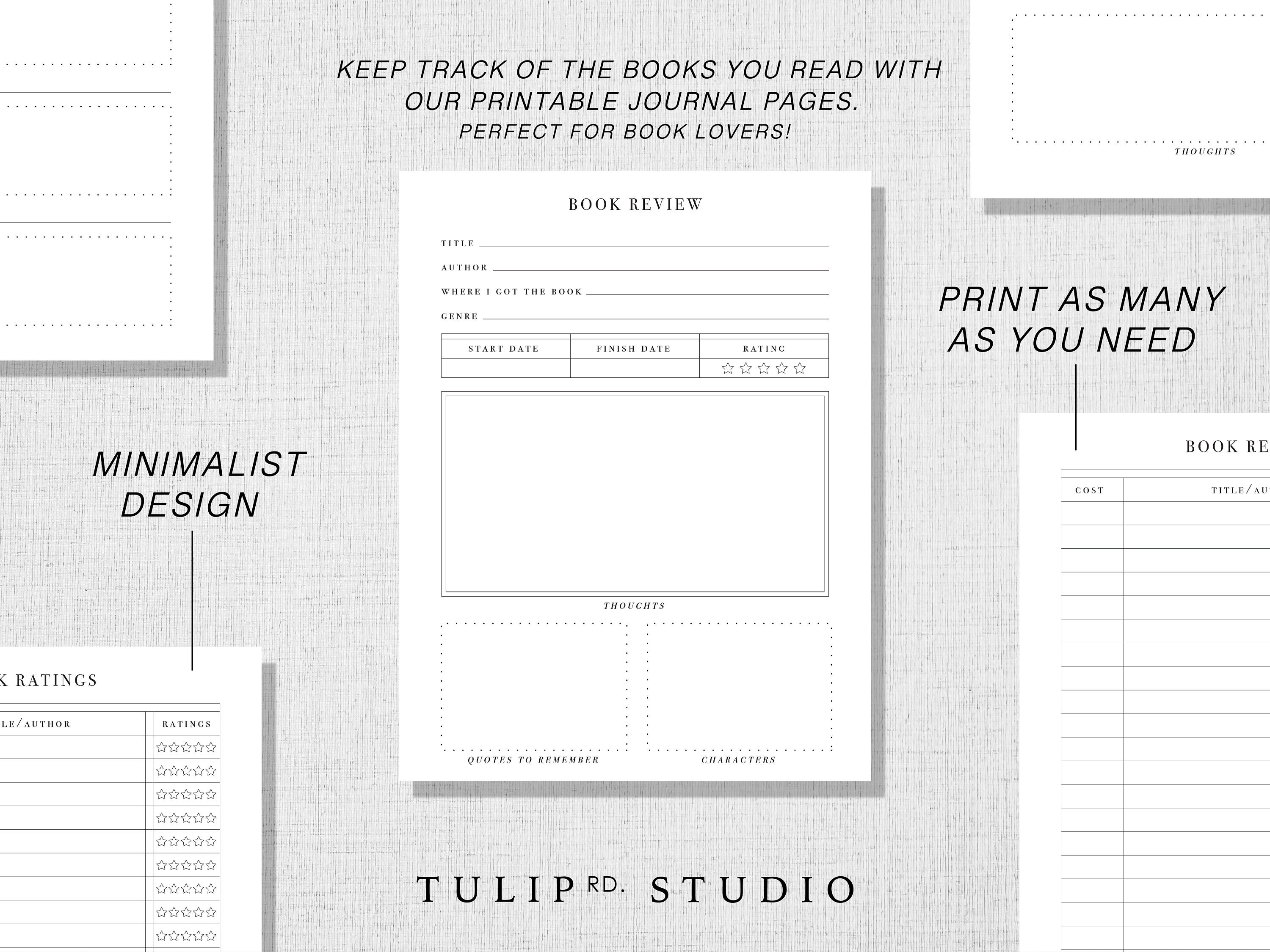 Reading Journal Printables | Printable Journal | Book Log | Book ...