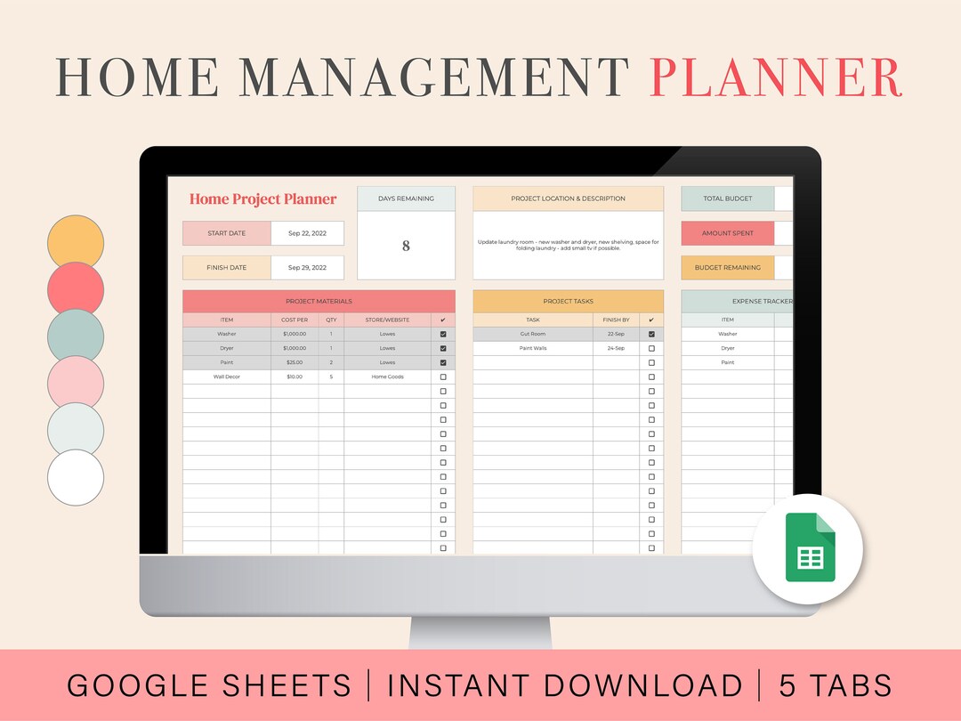 Home Management Planner | Digital House Maintenance Tracker | House ...