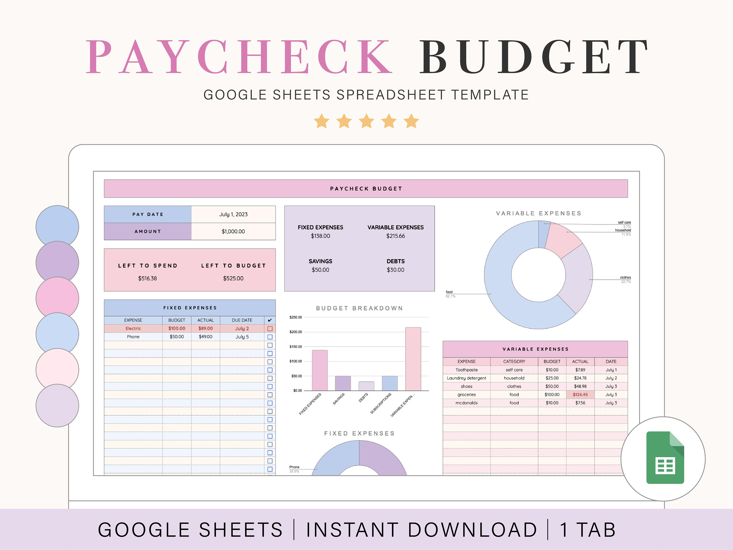 Paycheck Budget Spreadsheet for Google Sheets Template for - Etsy Paycheck Budget Spreadsheet for Google Sheets Template for - Etsy