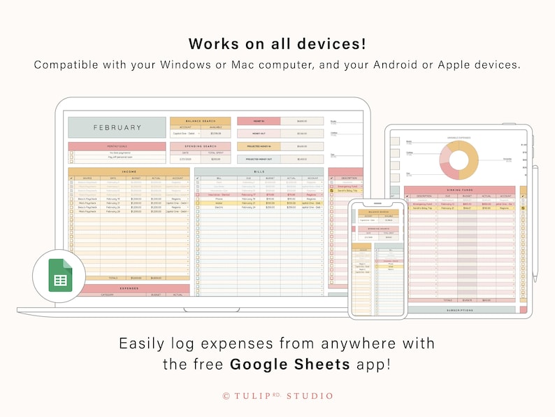Budget Spreadsheet Template for Multiple Accounts | Monthly Budget Spreadsheet | Debit and ...