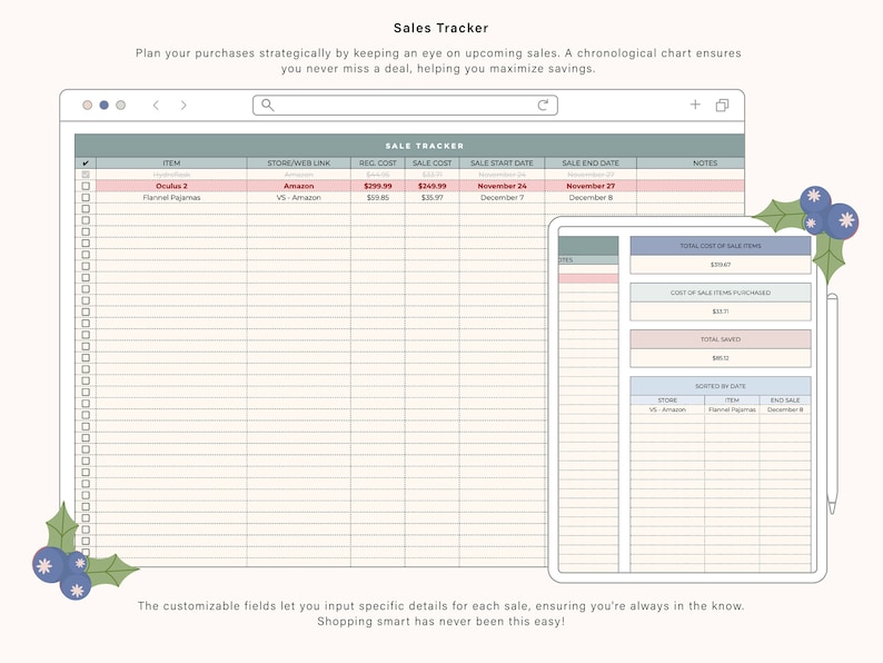 Holiday Planner Christmas Gift Tracker Gift Tracking Spreadsheet Google ...