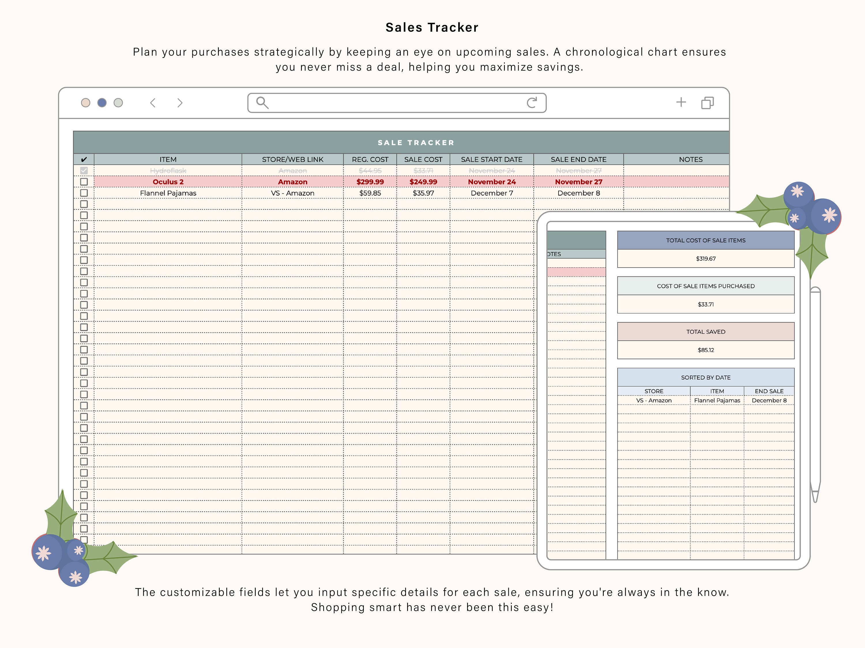 Holiday Planner Christmas Gift Tracker Gift Tracking Spreadsheet Google ...
