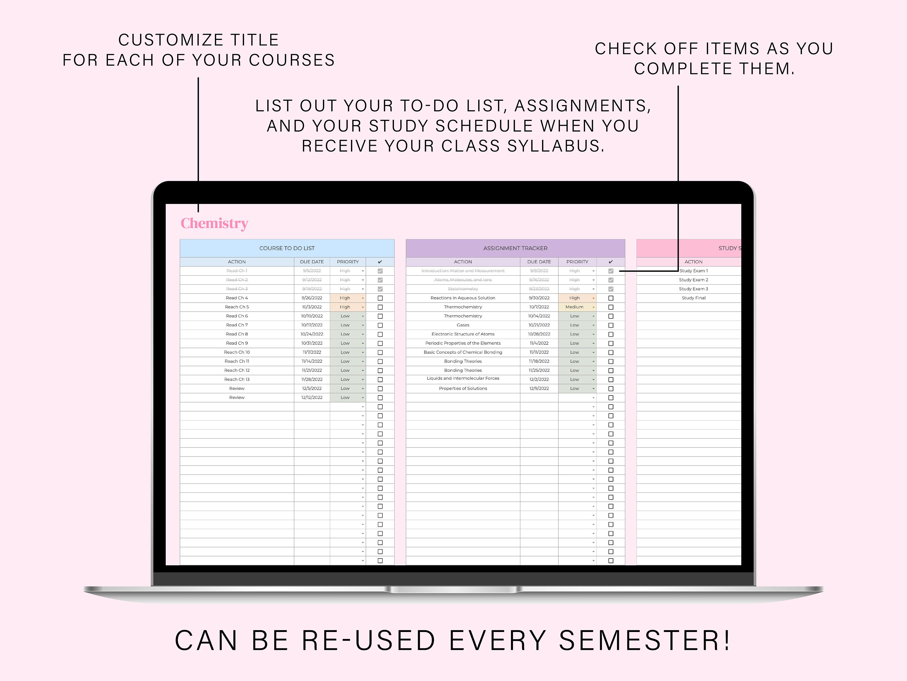 Digital Student Planner College Planner Course Tracker - Etsy