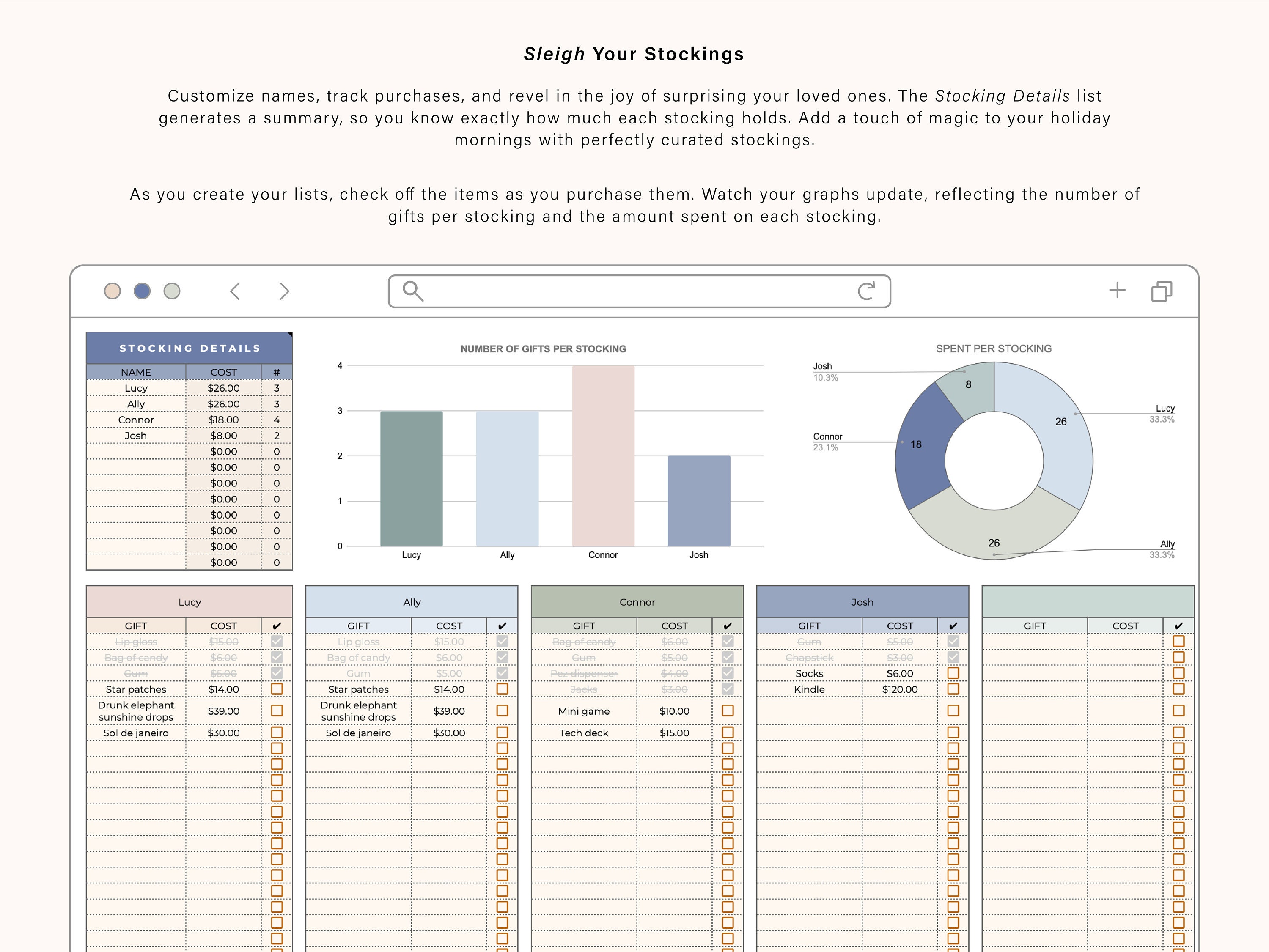 Holiday Planner Christmas Gift Tracker Gift Tracking Spreadsheet Google ...