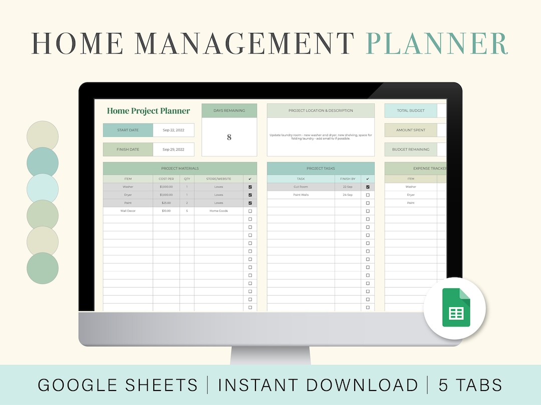 Home Management Planner | Digital House Maintenance Tracker | House ...