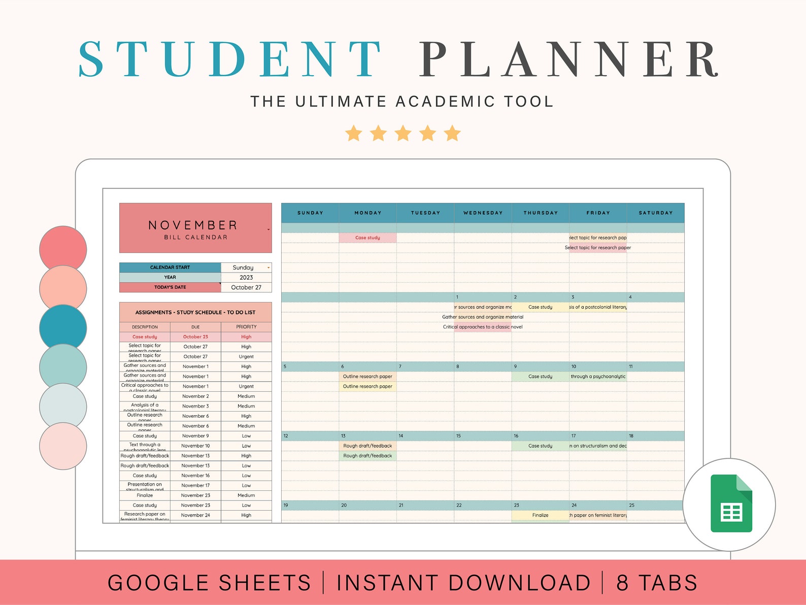 Digital Student Planner | College Planner | Course Tracker | Google ...
