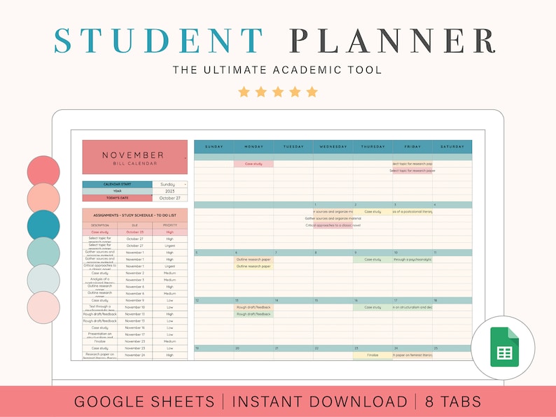 Digital Student Planner | College Planner | Course Tracker | Google ...