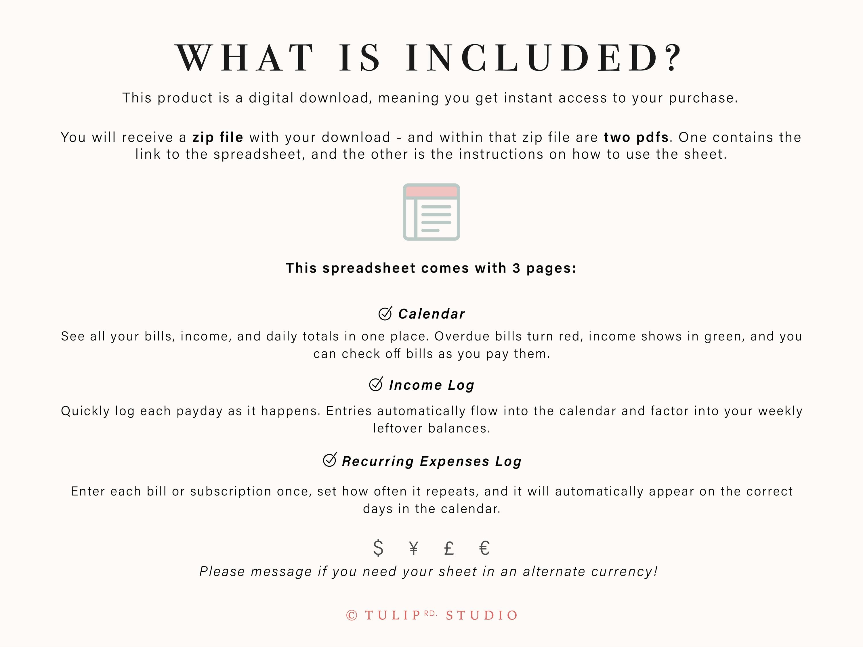 Subscription Tracking Calendar | Bill Calendar | Google Sheets Budget ...