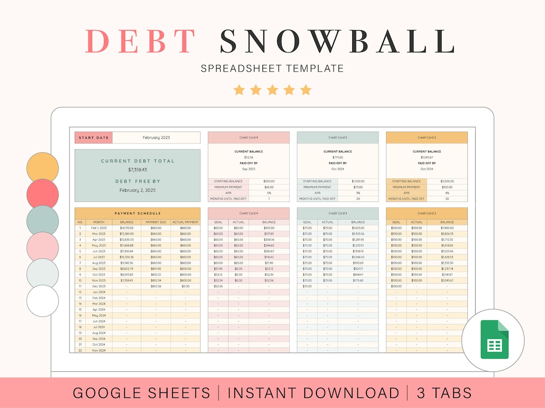 Debt Snowball Spreadsheet | Debt Payoff Tracker | Google Sheets Debt ...