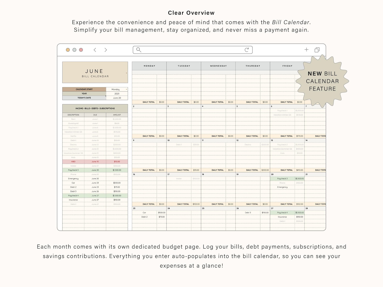 Budget Spreadsheet Template for Multiple Accounts | Monthly Budget ...