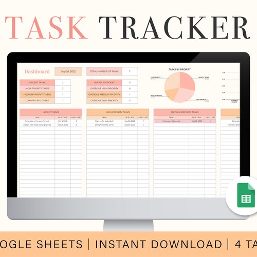 Task Tracking Spreadsheet Task Planner Digital to Do List - Etsy