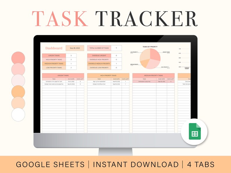 Task Tracking Spreadsheet Task Planner Digital to Do List - Etsy