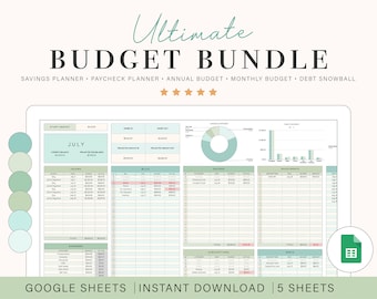 Budget Bundle Spreadsheet Template for Google Sheets Spreadsheet Annual ...