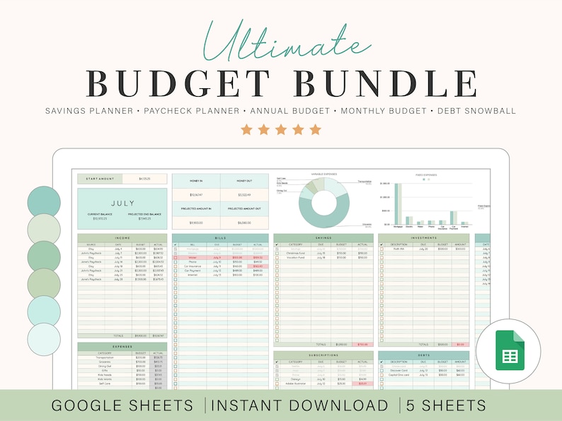 Budget Bundle Spreadsheet Template for Google Sheets Spreadsheet ...