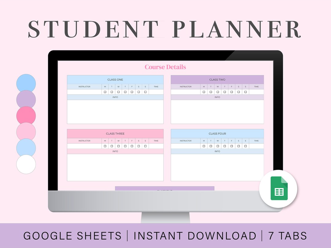 Digital Student Planner College Planner Course Tracker - Etsy