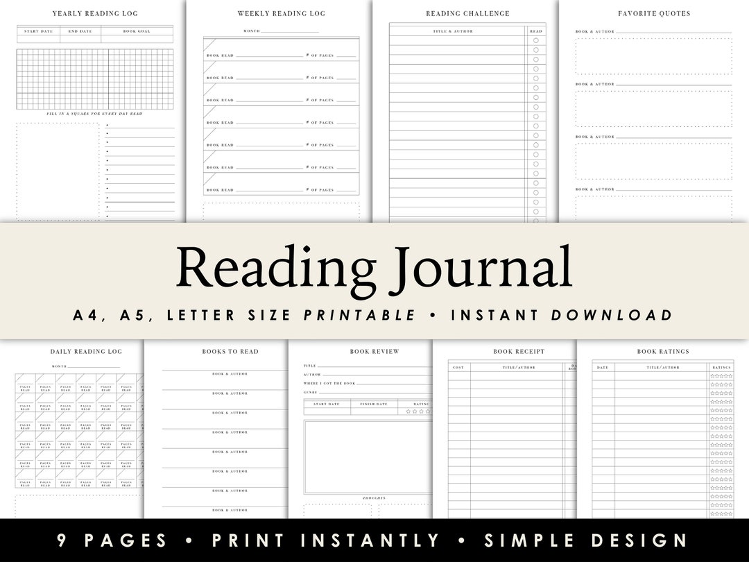 Reading Journal Printables | Printable Journal | Book Log | Book ...