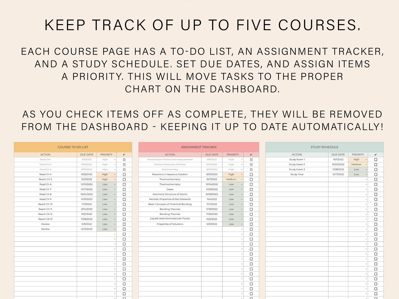 Digital Student Planner College Planner Course Tracker - Etsy