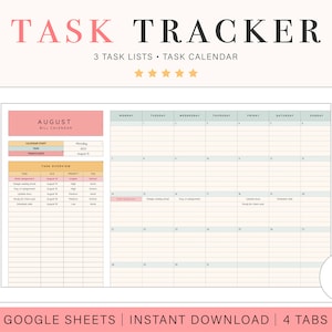 Task Tracking Spreadsheet Task Planner Digital to Do List Google Sheets ...