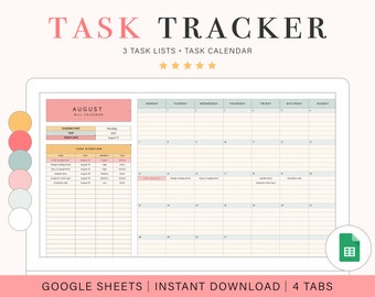Task Tracking Spreadsheet Task Planner Digital to Do List Google Sheets ...