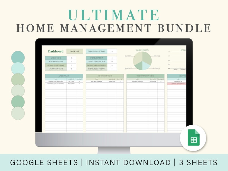 Ultimate Home Management Bundle Task Tracker Meal Planner - Etsy