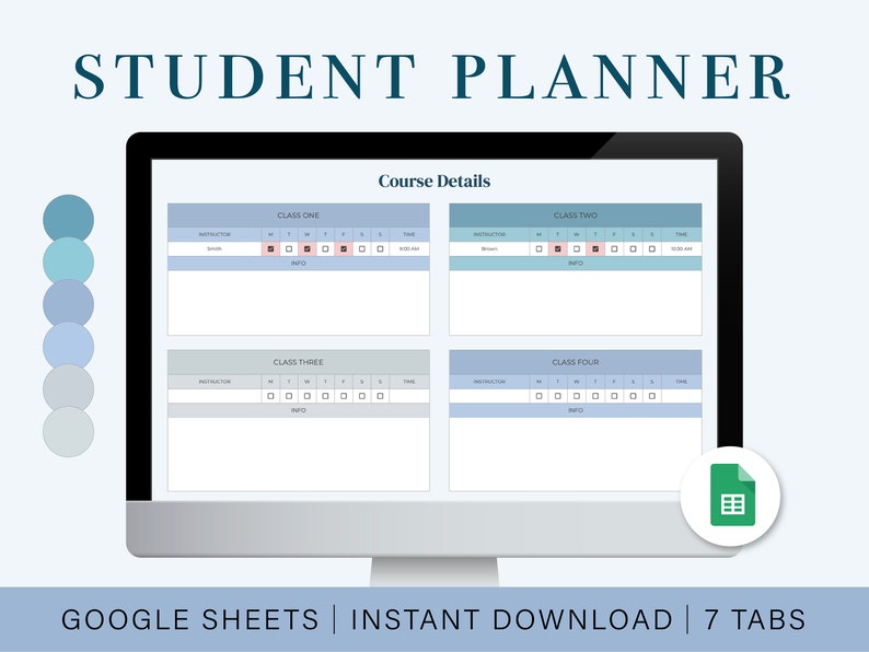 Digital Student Planner College Planner Course Tracker - Etsy