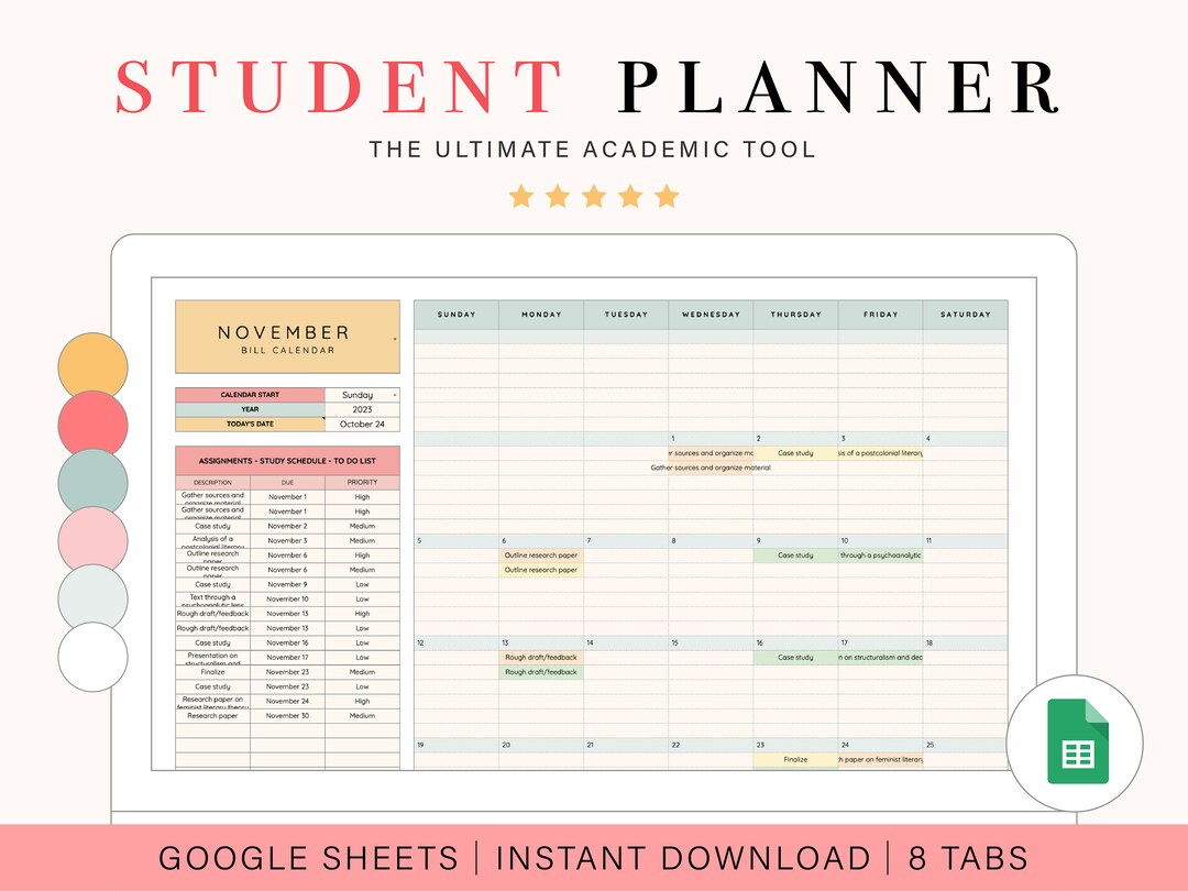 Digital Student Planner | College Planner | Course Tracker | Google ...