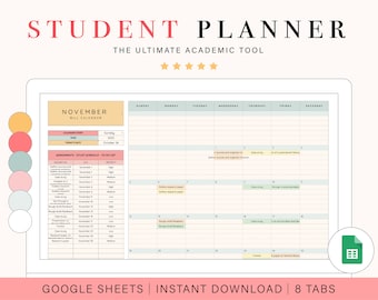 Digital Student Planner College Planner Course Tracker Google Sheets ...