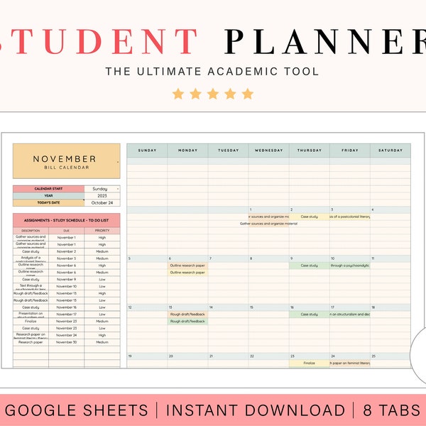College Course Spreadsheet Planner - Etsy