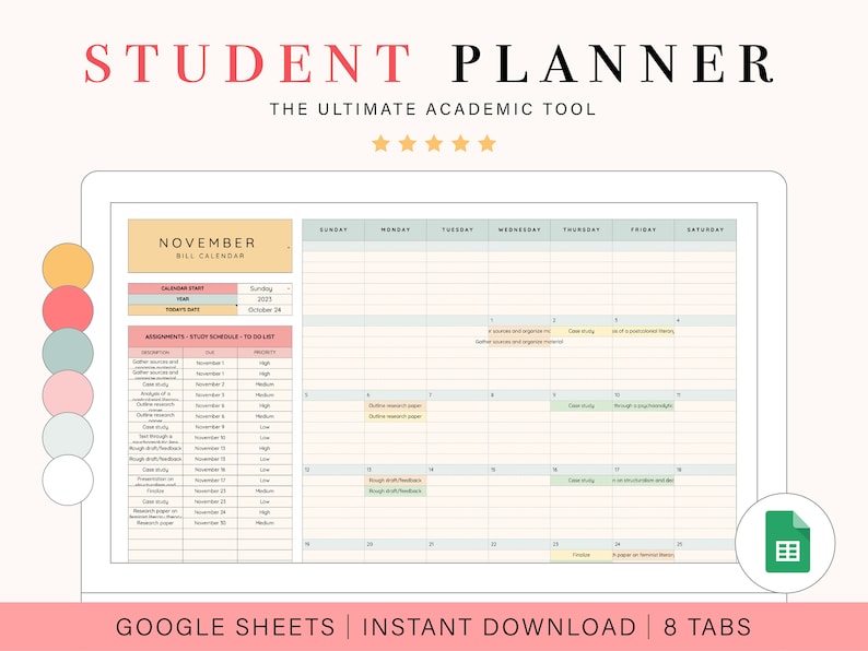 Digital Student Planner | College Planner | Course Tracker | Google ...