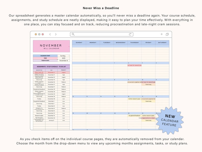 Digital Student Planner College Planner Course Tracker Google Sheets ...