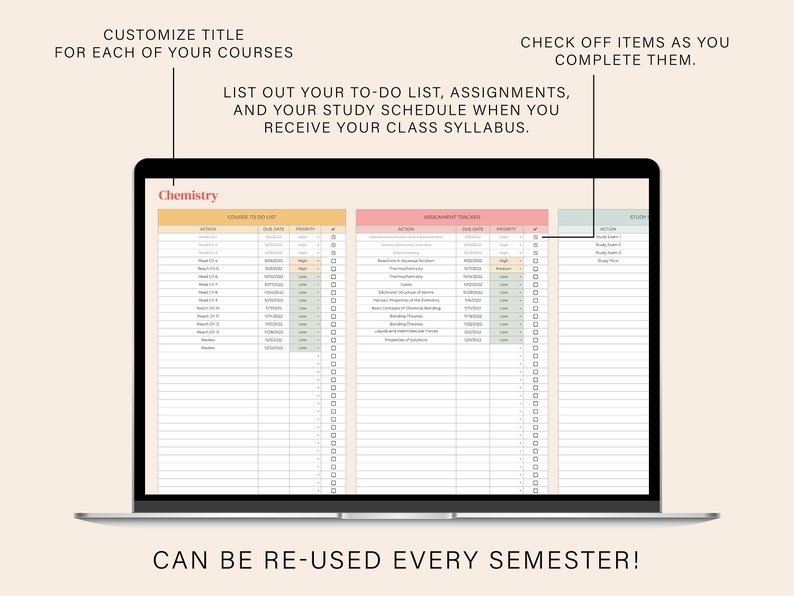 Digital Student Planner College Planner Course Tracker - Etsy